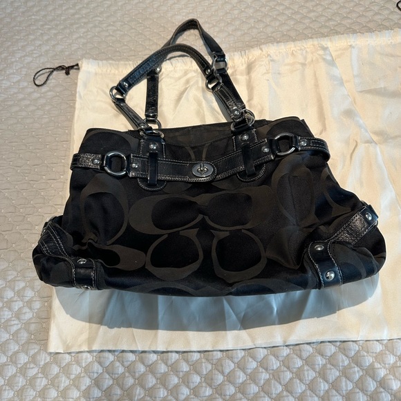 Coach | Bags | Coach Carly Satchel Handbag Black Coach Logo | Poshmark